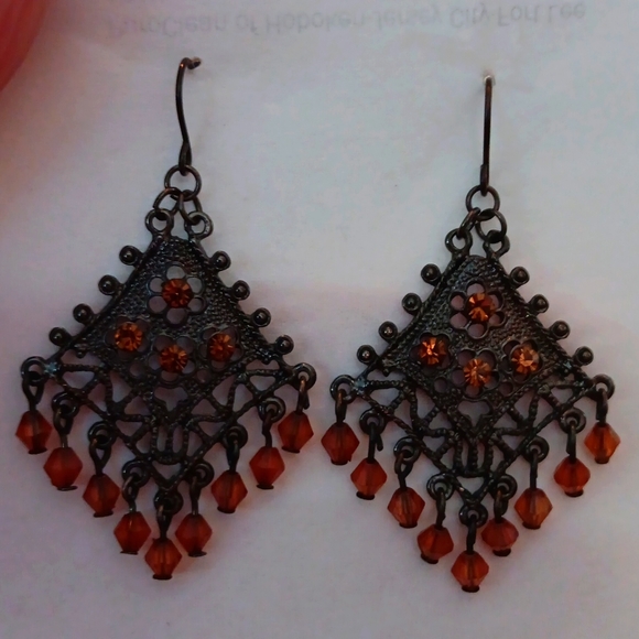 Jewelry | Beautiful Beaded Pierced Earrings Rust Color Beads And ...